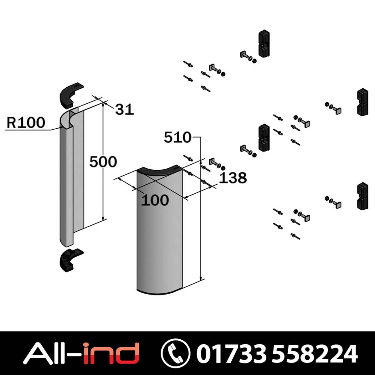 510MM DOUBLE END CAP KIT L TYPE
